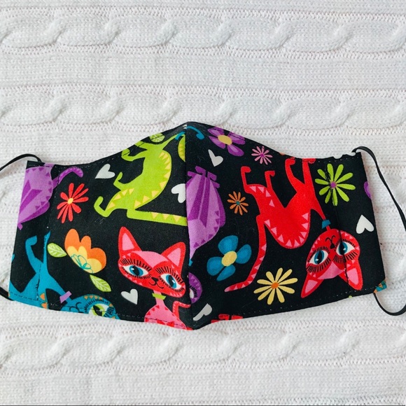 Hand Crafted | Accessories | Colorful Cats Face Mask | Poshmark